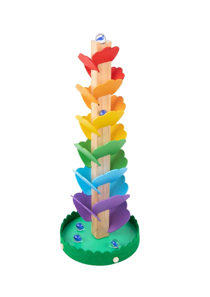 Jucarie Pagoda din lemn circuit Marble Run Rainbow